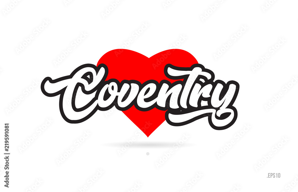 coventry city design typography with red heart icon logo Stock Vector ...