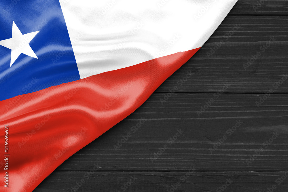 Flag of Chile and place for text on a dark wooden background Stock ...