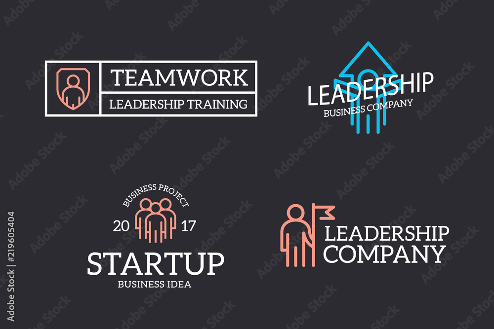 Set of retro vintage human resources, teamwork, customer support ...