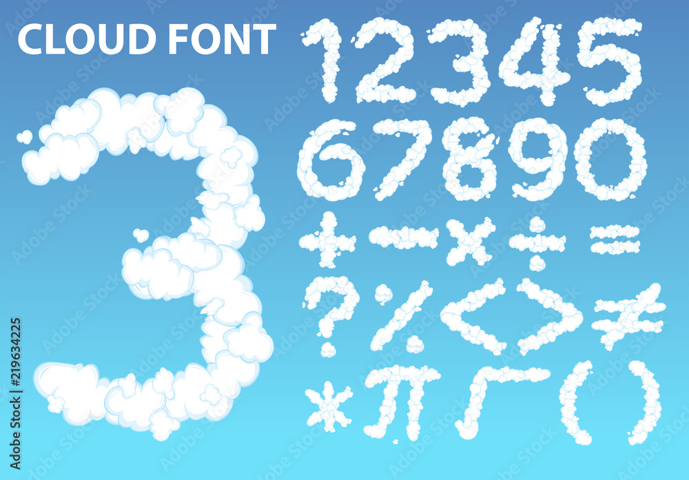 Cloud number font and math icon Stock Vector | Adobe Stock