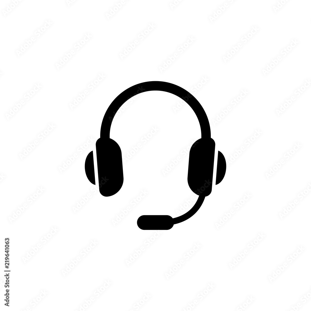 Headset, Support Headphone. Flat Vector Icon illustration. Simple black ...