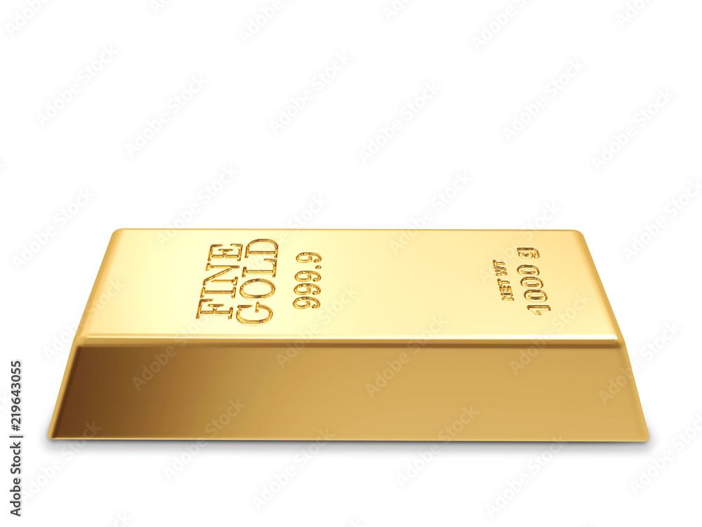 Single Gold Bar Isolated on White Background Stock Illustration | Adobe Stock