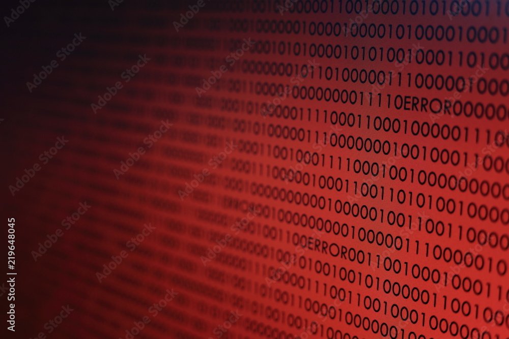 red binary code. computer technology background. red binary code computer language data ...