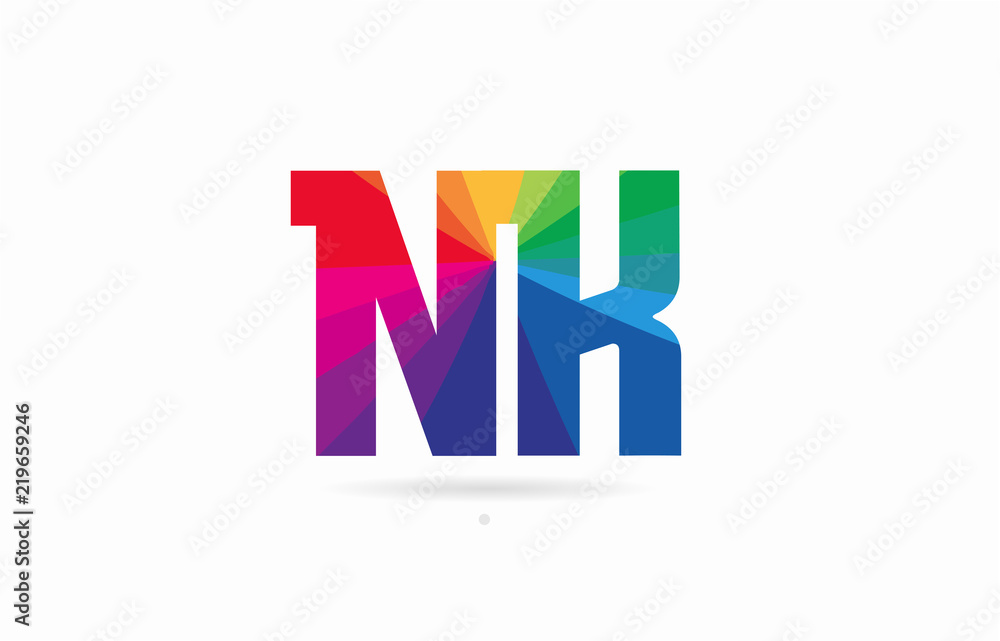 rainbow colored alphabet combination letter nk n k logo design Stock ...