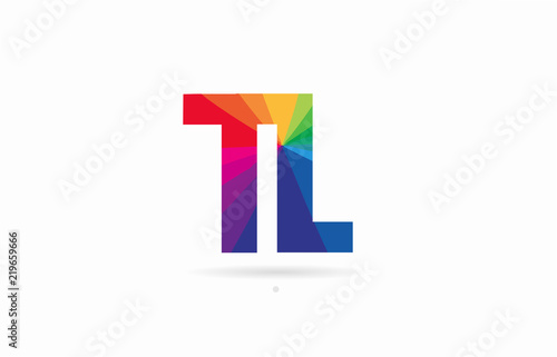 rainbow colored alphabet combination letter tl t l logo design Stock ...
