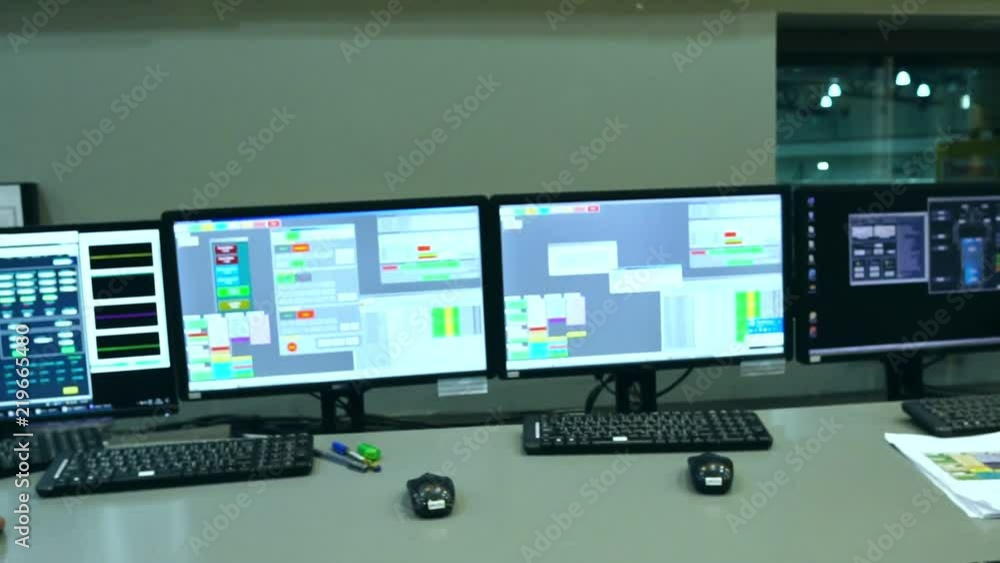 Slow Motion: Male Asian engineers are operating in a system of ...