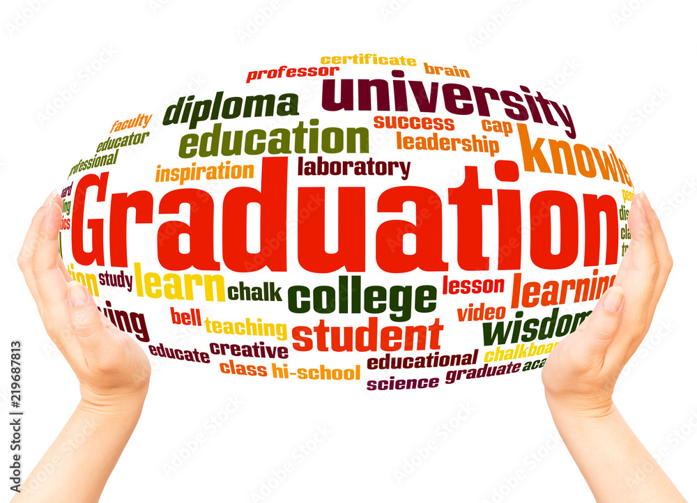Graduation word cloud hand sphere concept Stock Illustration | Adobe Stock