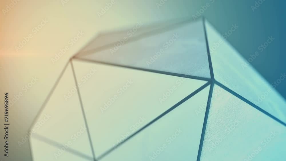 Polygonal shape with rough surface. Close-up shot of low poly structure ...