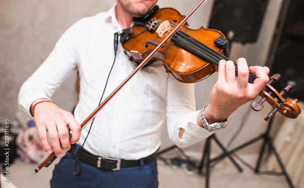 Violin playing viola musician. Man violinist classical musical ...