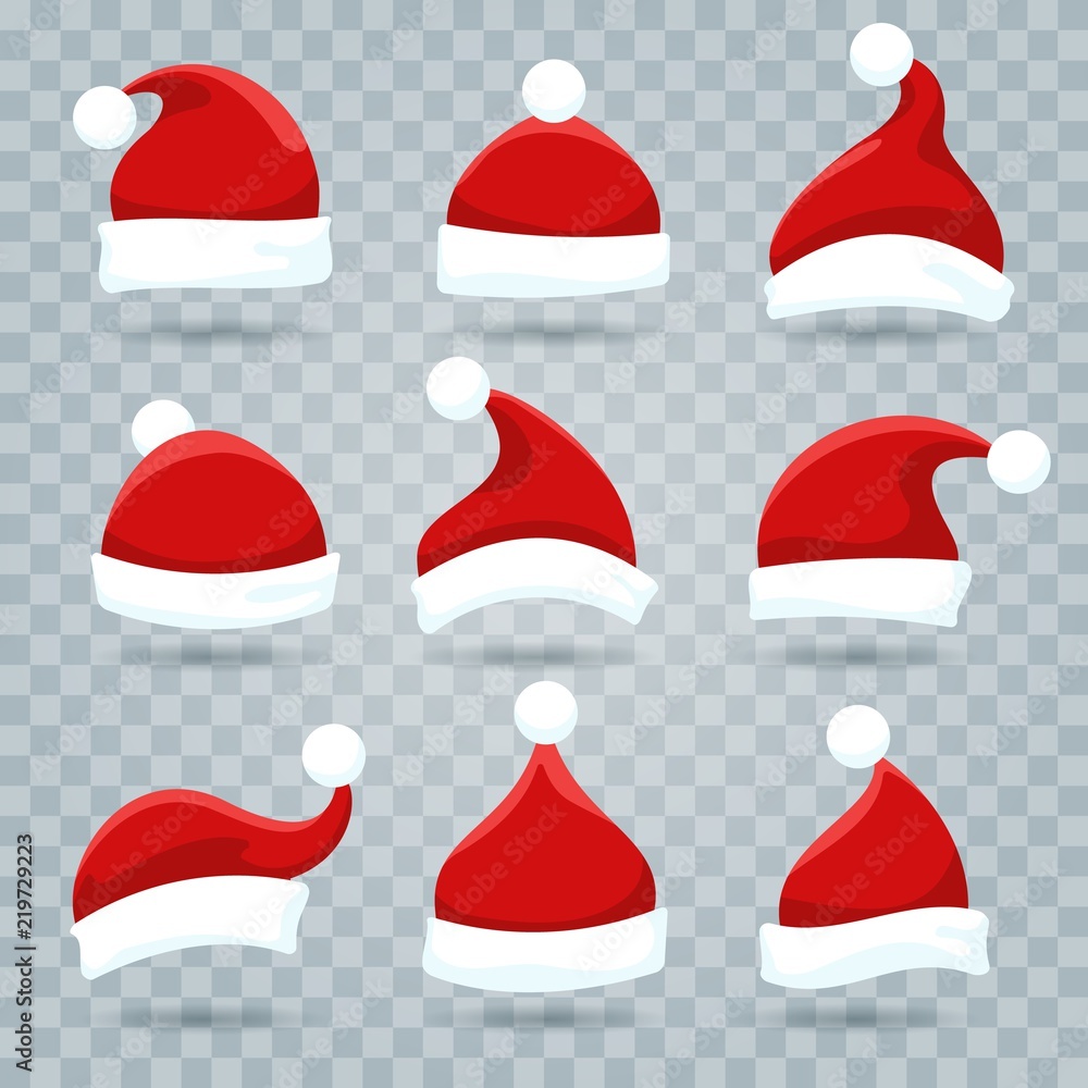 Santa hat. Christmas costume nicholas hats isolated on transparent ...