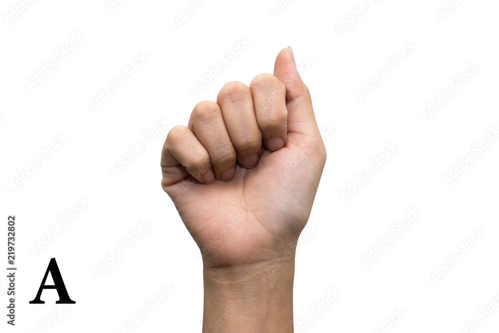 Finger Spelling the Alphabet in American Sign Language (ASL). Letter A ...