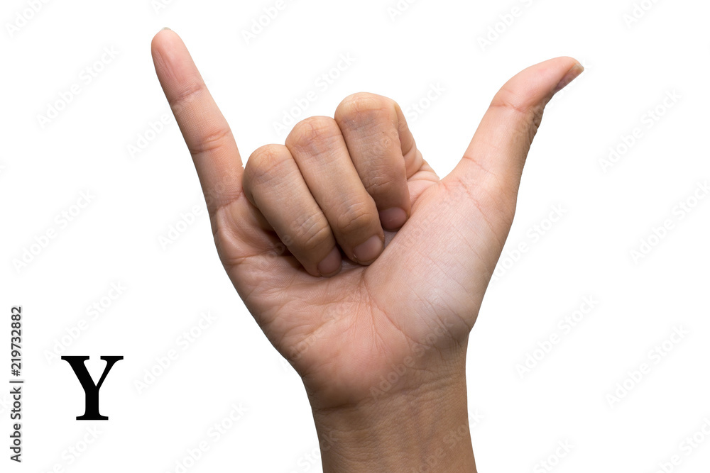 Finger Spelling the Alphabet in American Sign Language (ASL). Letter Y Stock Photo | Adobe Stock