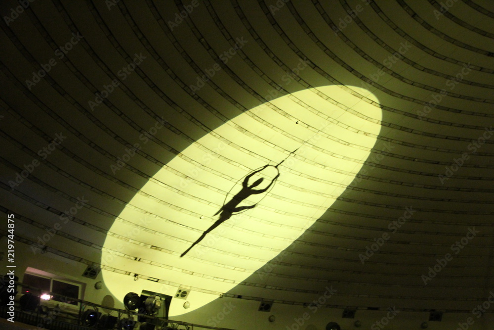 Poster Shadow of gymnast of balancing actor performing number high ...