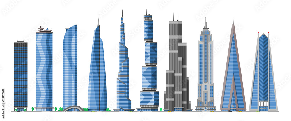 Building skyscraper in cityscape vector city skyline and business ...