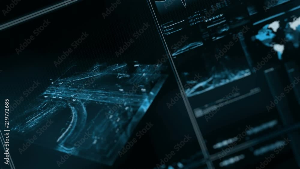 Futuristic digital interface screen. Streaming and flashing computer ...