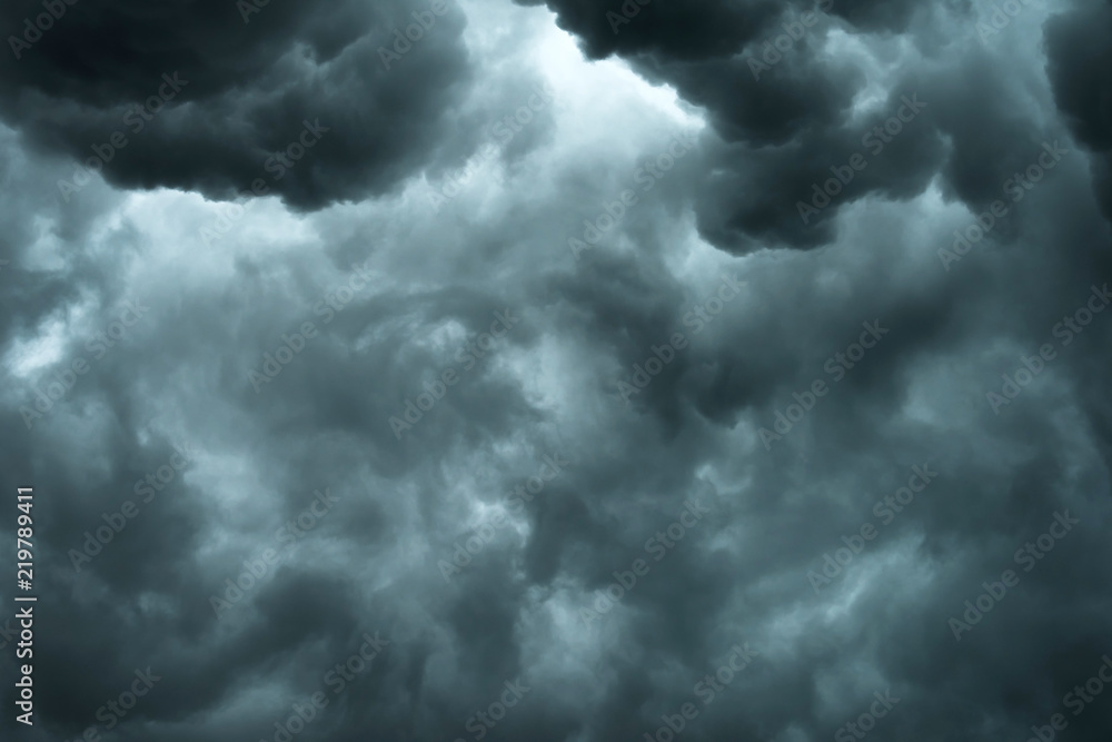 Motion of dark sky and black clouds, Dramatic cumulonimbus cloud with ...