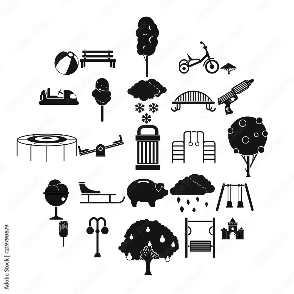 Big park icons set. Simple set of 25 big park vector icons for web ...