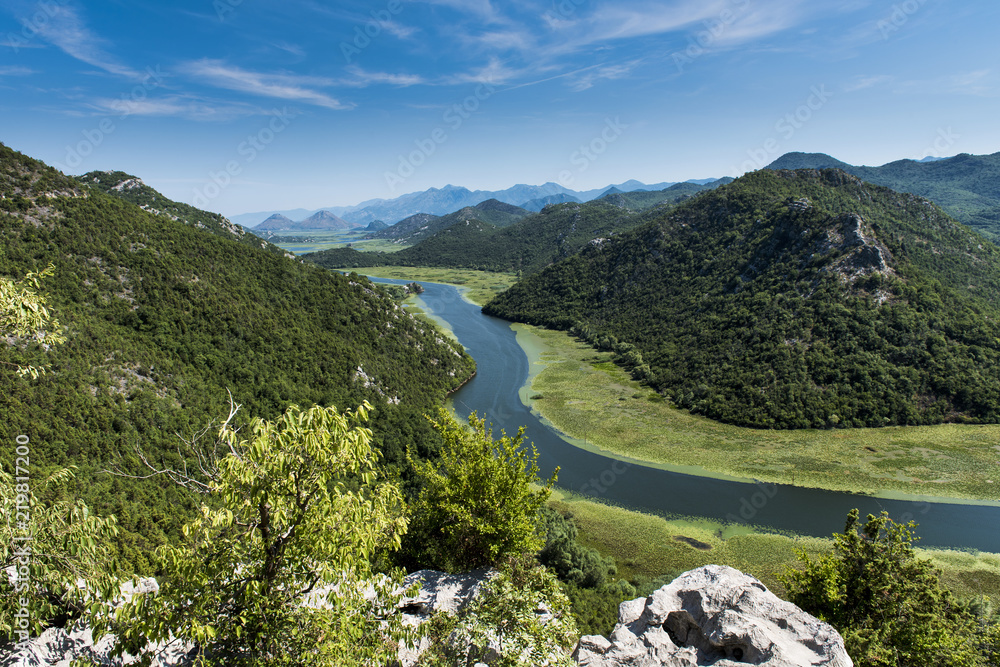 The horseshoe bend of the Rijeka Crnojevica River in Montenegro. This view is one of the most ...