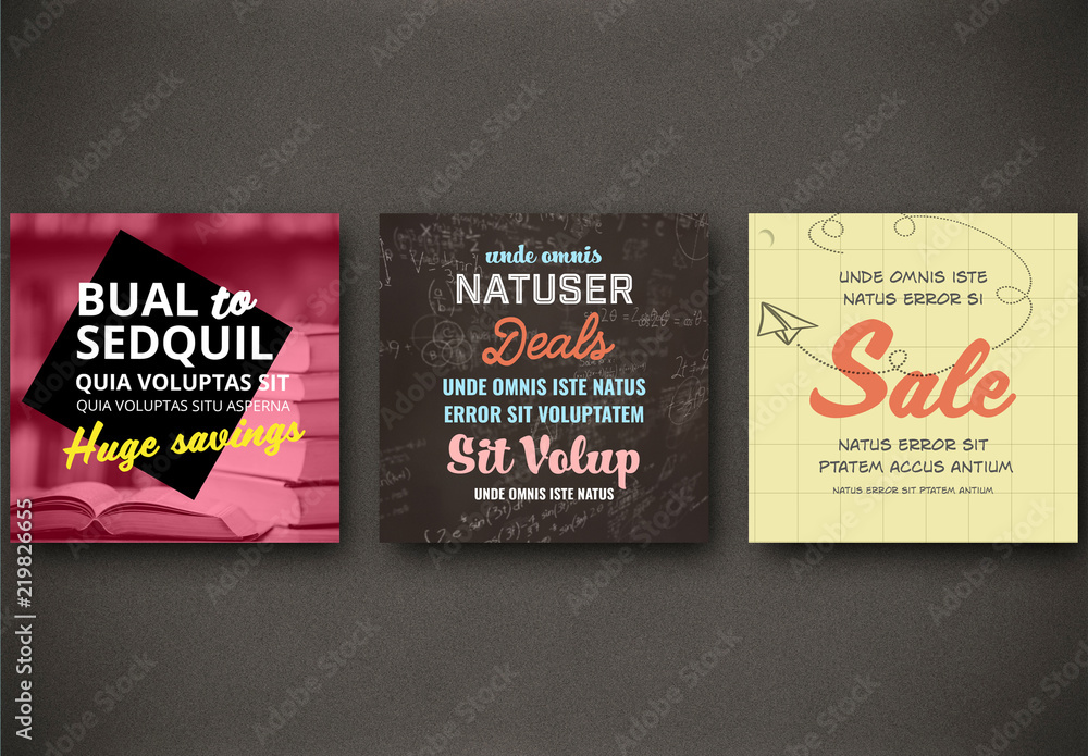 Social Media Post Layouts with a School Theme Stock Template | Adobe Stock