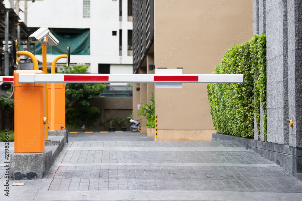 automatic security system with cctiv and metal bar barrier. Stock Photo ...