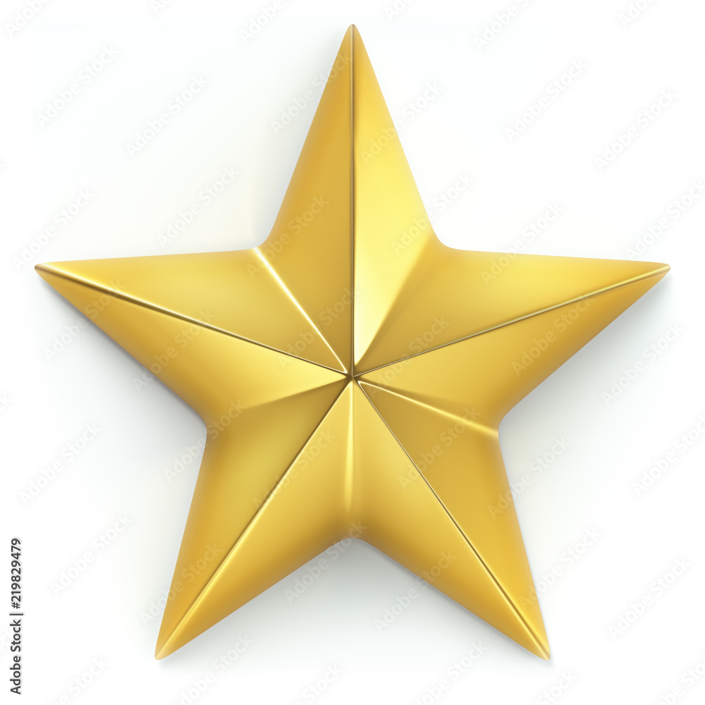 Gold star on white background with light shadow. Clipping path included ...