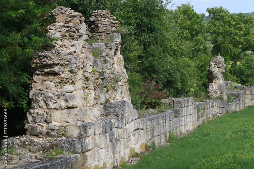 Ruins of the medieval city of the capital city of the First Bulgarian ...
