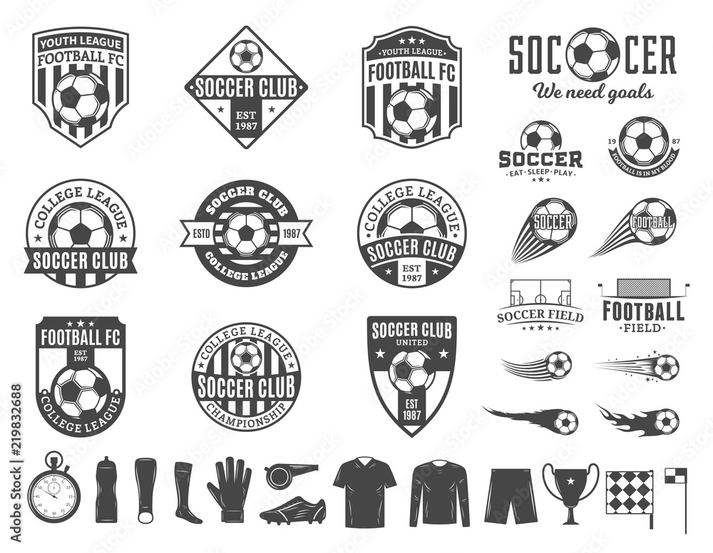 Set of vector football (soccer) club logo and icons Stock Vector ...