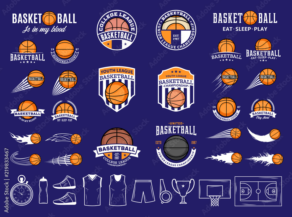 Set of vector basketball logo and icons Stock Vector | Adobe Stock