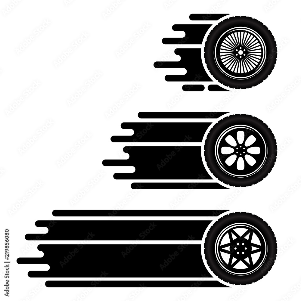 Car wheels move track Stock Vector | Adobe Stock
