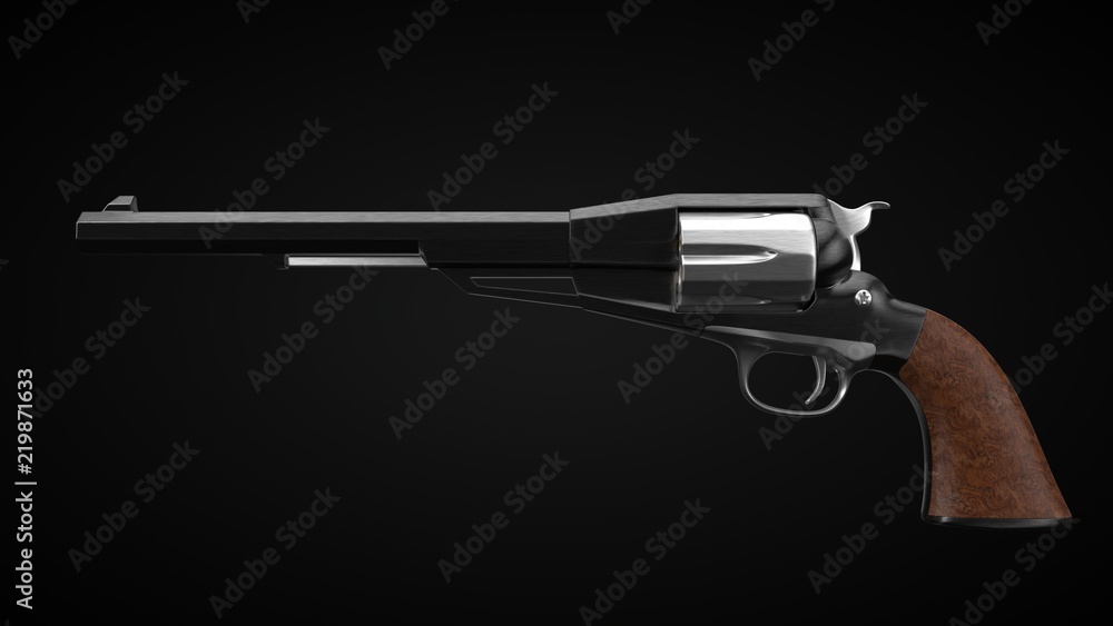 long barrel revolver design with modern looking hard cut edges. 3d ...