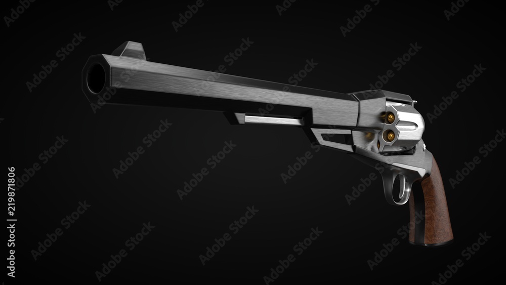 long barrel revolver design with modern looking hard cut edges. 3d ...