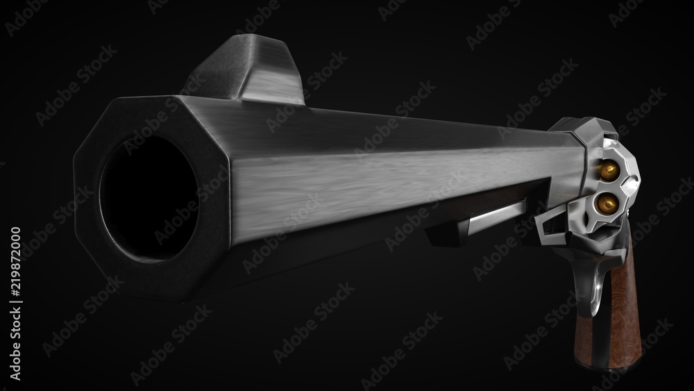 long barrel revolver design with modern looking hard cut edges. 3d ...