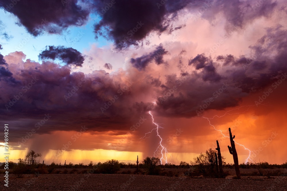 Lightning Storms At Sunset