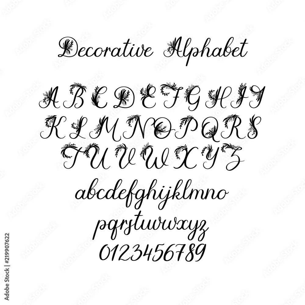Vector Calligraphy Alphabet. Exclusive Floral Letters. Decorative ...