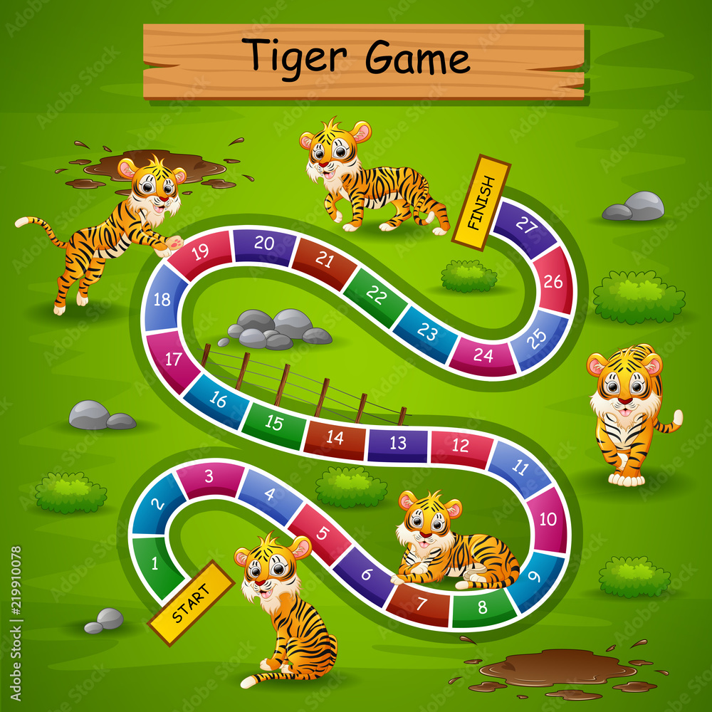 Snakes ladders game tiger theme Stock Vector | Adobe Stock