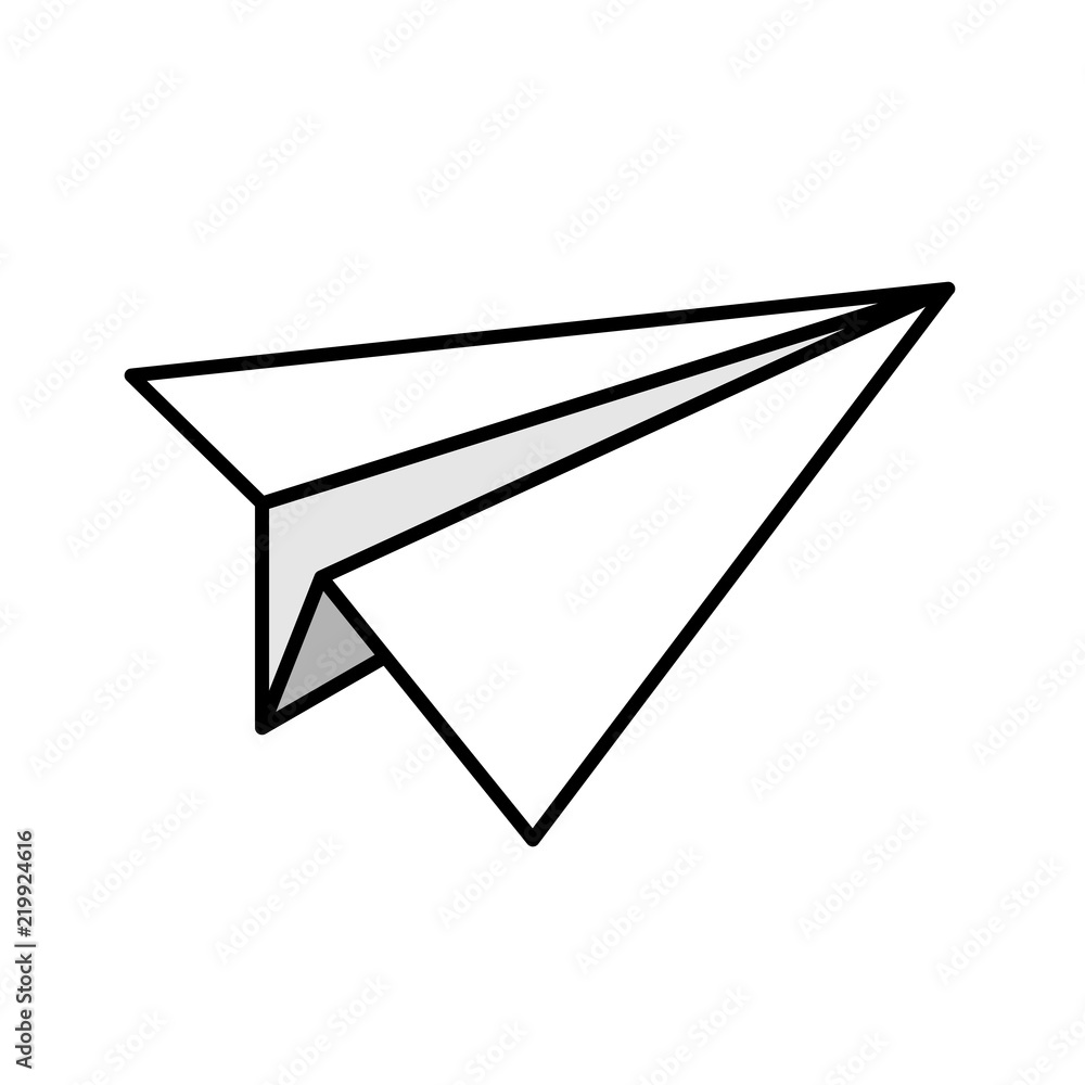 Simple, Flat, White Paper Plane Black Isolated On White , 53% OFF