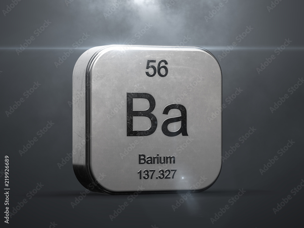Barium element from the periodic table. Metallic icon 3D rendered with ...