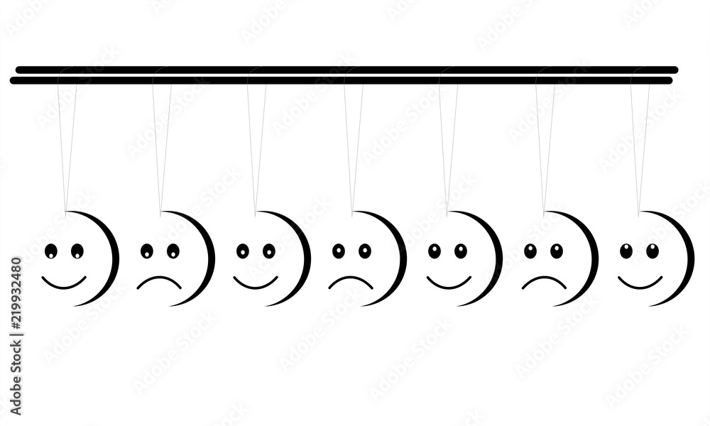 Happy and sad face expressions. Smile black on white color. Vector ...