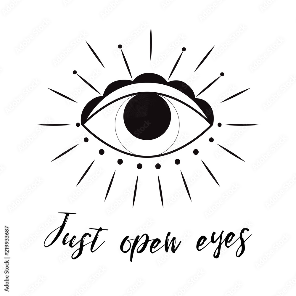 Hand drawn eye Doodle style. Tattoo design element. The third eye ...