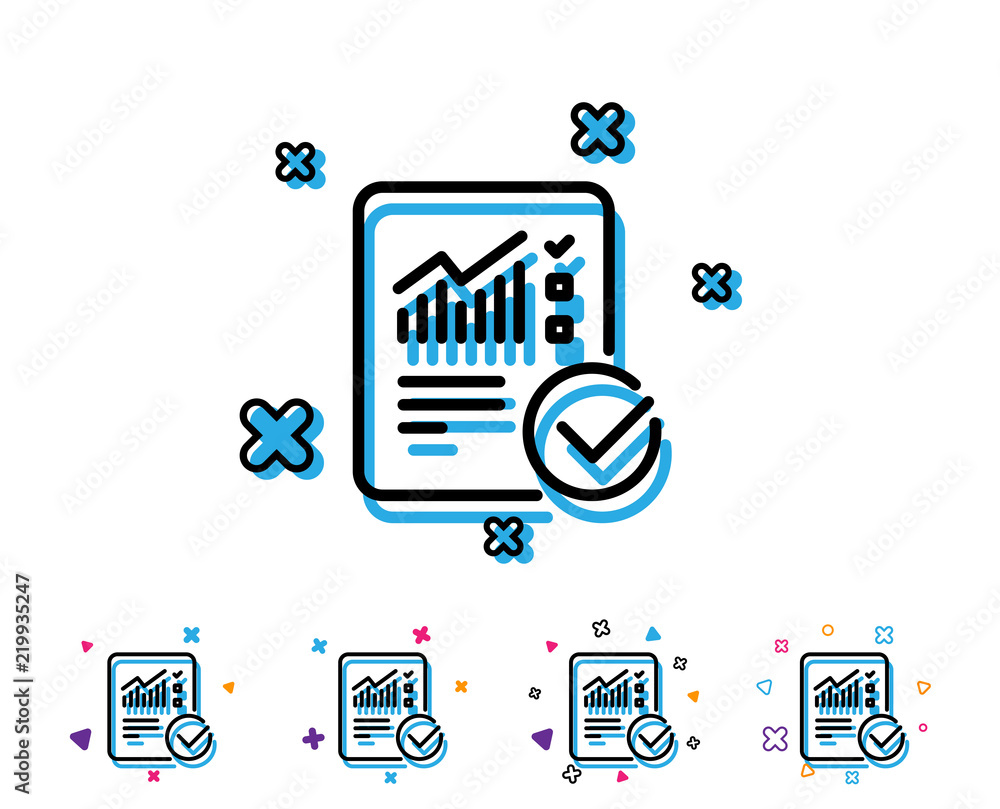 Checklist document line icon. Analysis Chart or Sales growth report ...