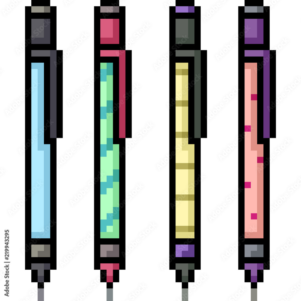 vector pixel art pencil set Stock Vector | Adobe Stock