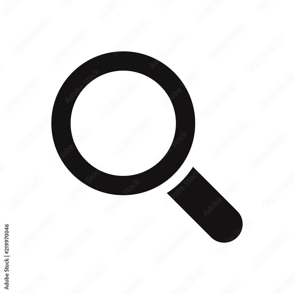 Magnifying glass icon, research vector symbol, magnifier. Loupe sign ...
