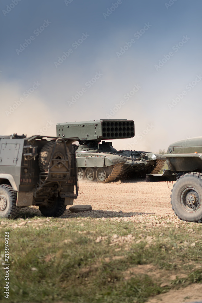 Multiple missile launcher and thermobaric weapon TOS-1 (Heavy Flame ...