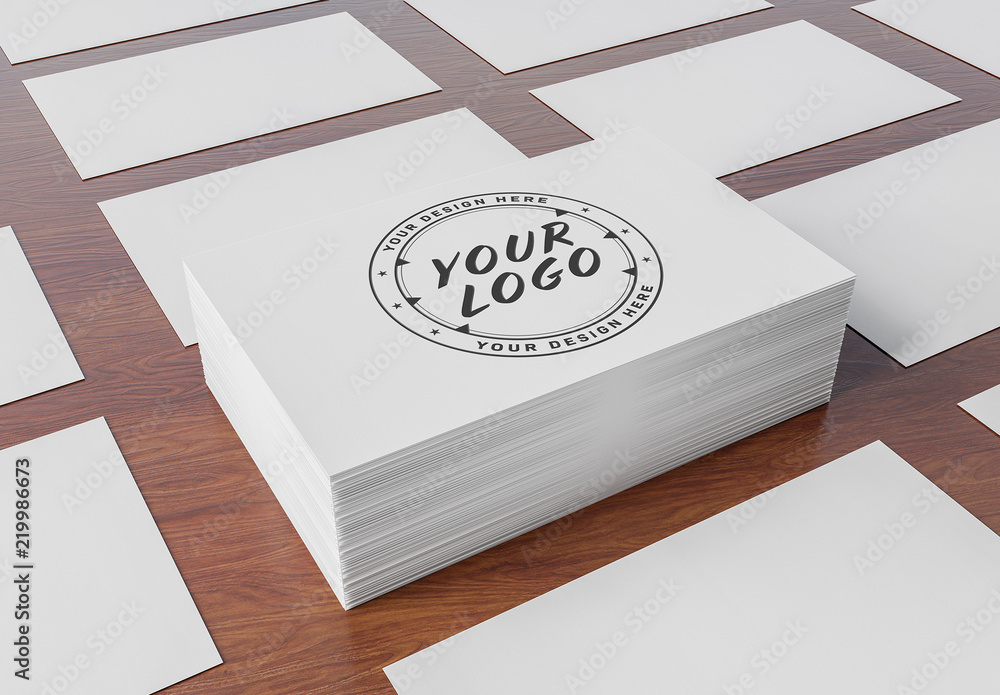 Stack of Business Cards on a Desk Mockup Stock Template | Adobe Stock