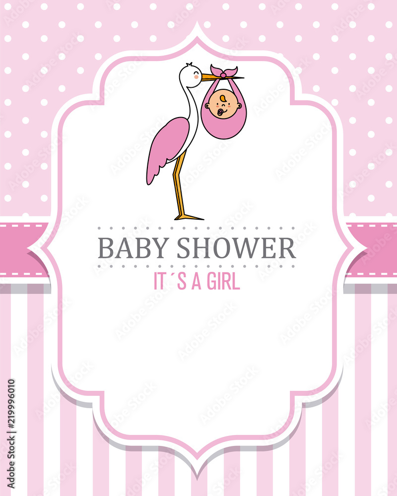 Purple Baby Girl Stork