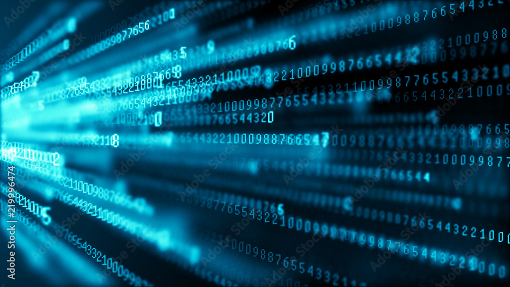 Data technology background. Big data visualization. Flow of data ...