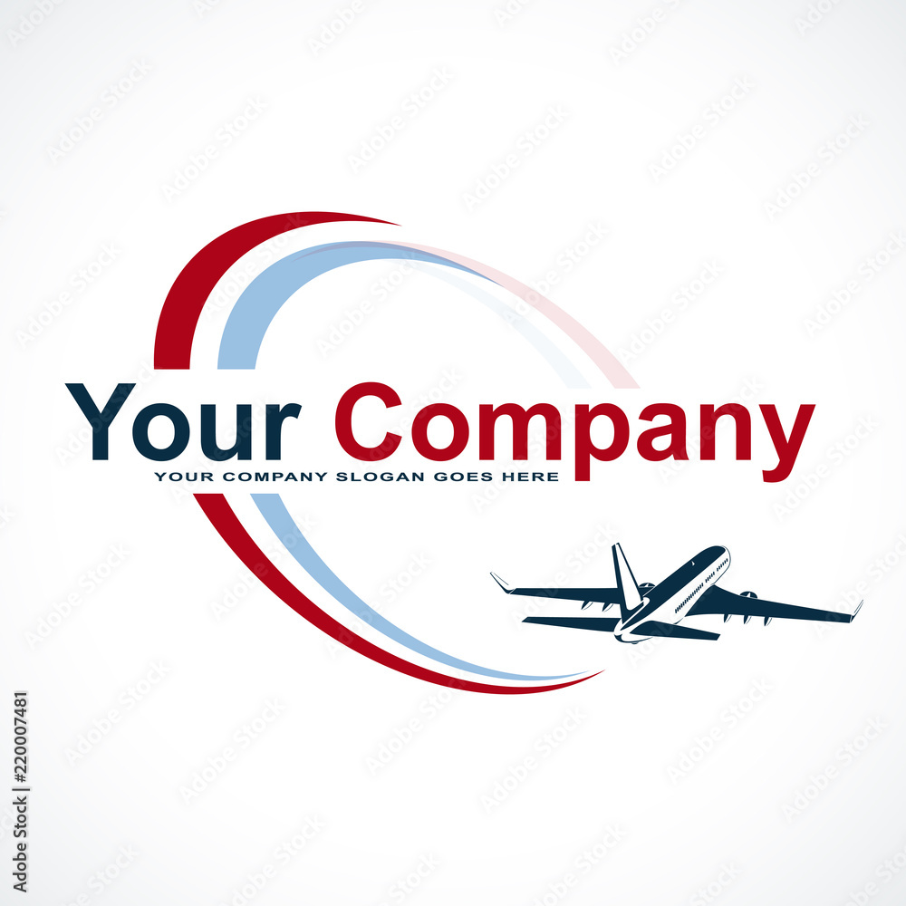 Plane Logo Design. Creative vector icon with plane and ellipse shape ...