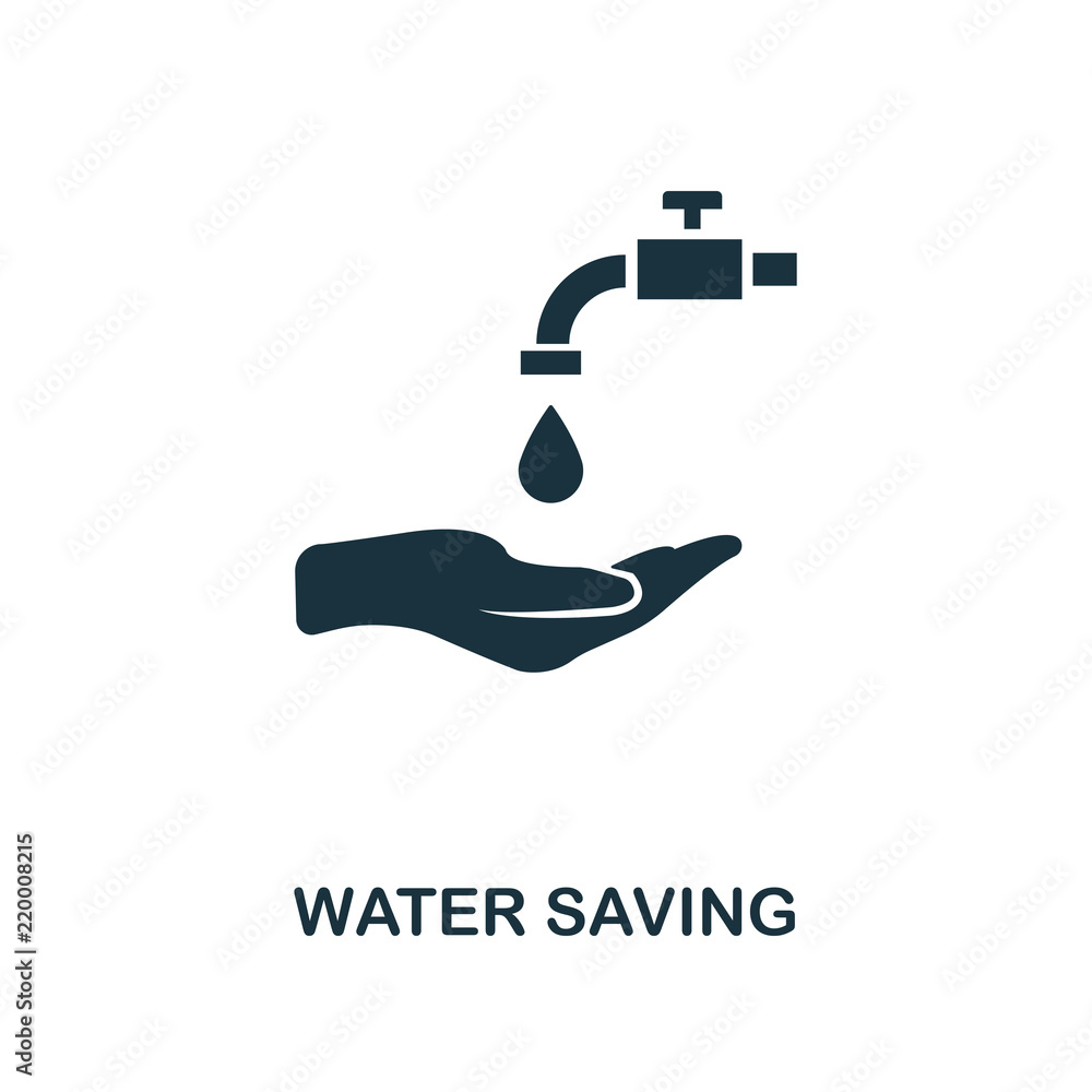 Water Saving icon. Monochrome style design from power and energy icon ...