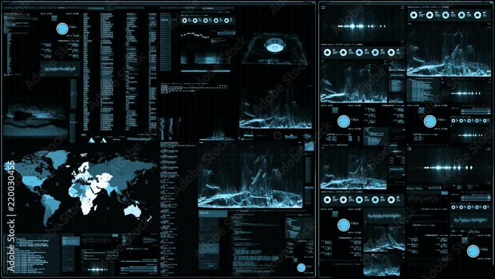 Futuristic digital interface screen. Streaming and flashing computer ...