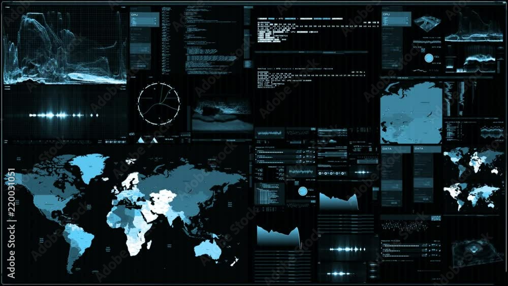 Futuristic digital interface screen. Streaming and flashing computer ...